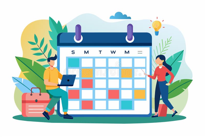 Two Individuals Use a Calendar To Organize Their Business Tasks and ... Two Individuals Use a Calendar To Organize Their Business Tasks and ...