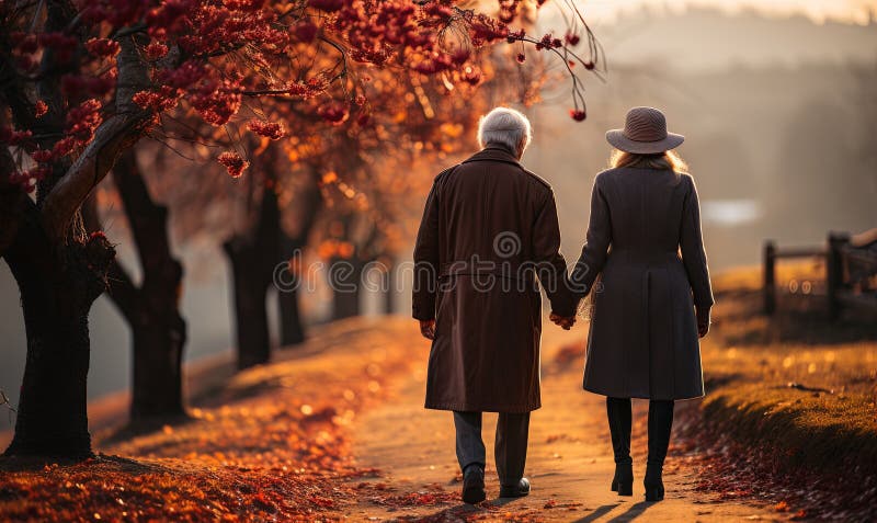 Two Individuals Walking Down Path Holding Hands Stock Photos - Free ...