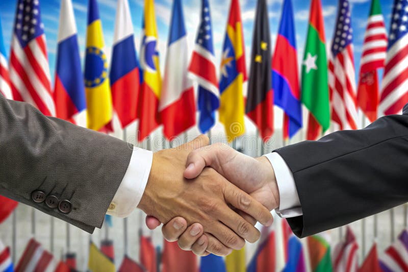 International Handshake with Flags. Generated Using AI. Stock ...