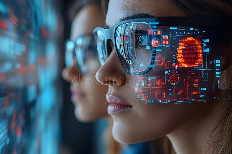 Futuristic Technology and Data Analysis Concept with Reflections ...