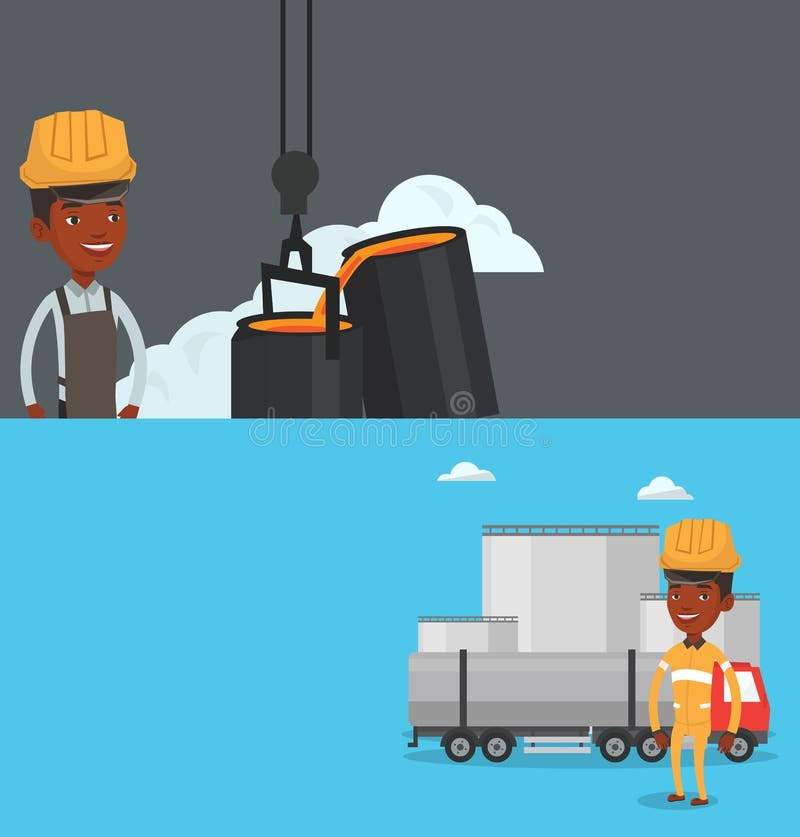 Two Industrial Banners with Space for Text. Stock Vector - Illustration ...