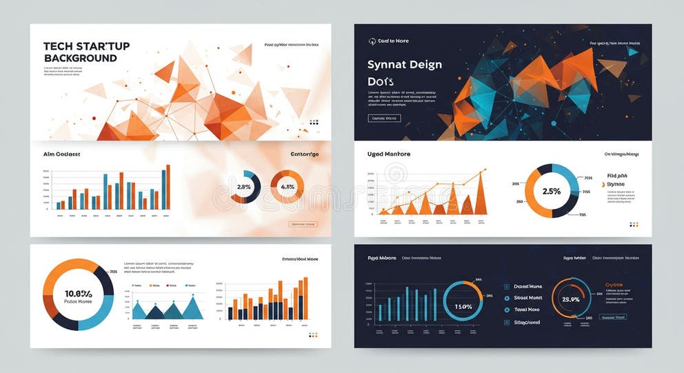 Two Infographic Designs with a Tech Theme Feature Geometric Elements in ...