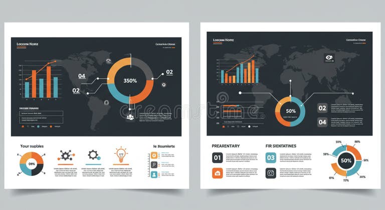 Two Infographics Featuring Data Visualizations on Dark Backgrounds ...