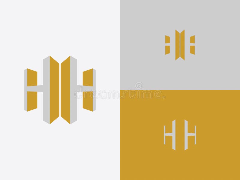 Two Initial Alphabet H in Capital Letter in Yellow Color Negative Space ...
