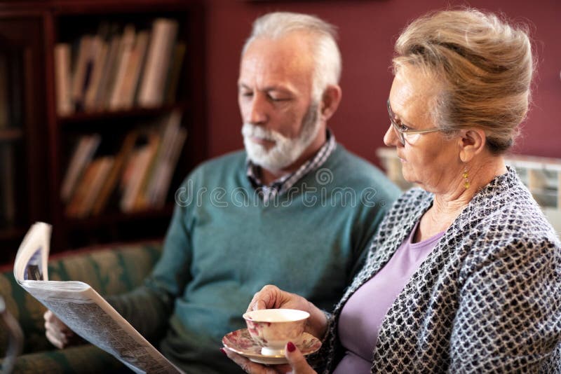 Two Intellectuals Spending Time Together Drinking Tea Stock Photo ...