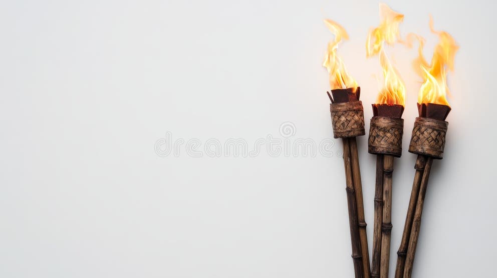 Fiery Torches on White Background Dynamic Image for Design Compositing ...