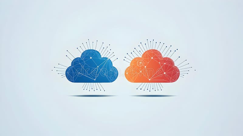 Two Interconnected Cloud Computing Systems Stock Photo - Image of ...