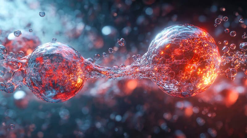 Two Interconnected Glowing Cells in a Photorealistic, Vibrant ...