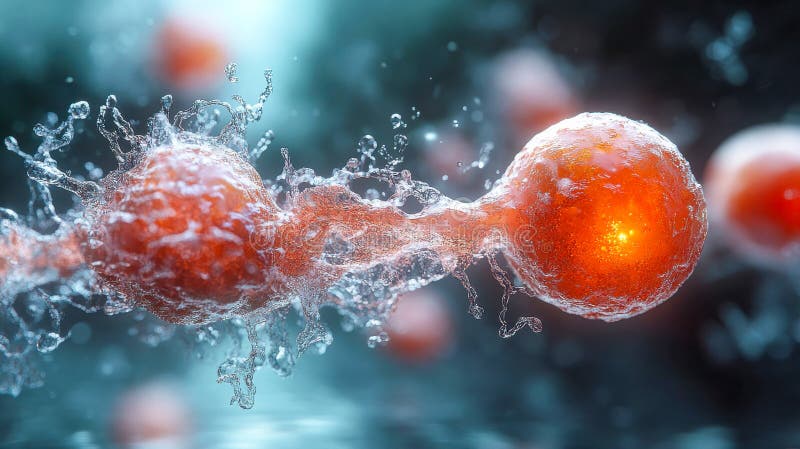 Two Interconnected Glowing Cells in a Photorealistic, Vibrant ...