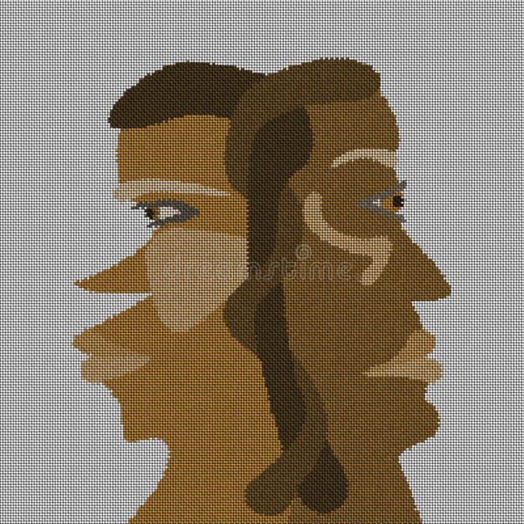 Two Interconnected Heads in Brown Tones Stock Illustration ...