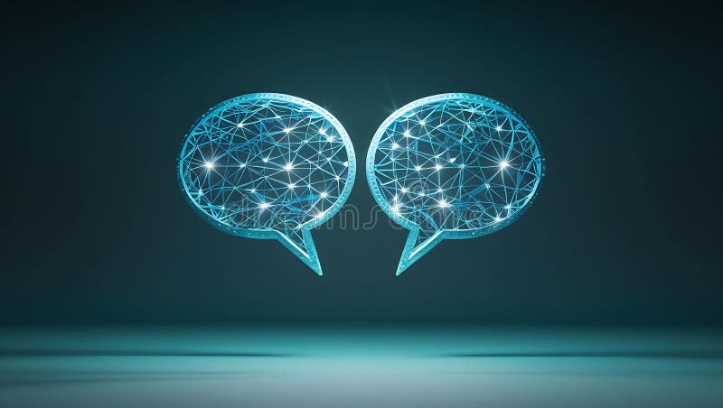 Two Interconnected Speech Bubbles with a Network of Lines and Glowing ...