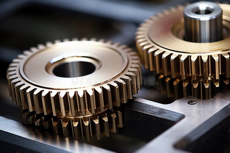 Two Interlocked Gears in a Complex Machinery Stock Illustration ...