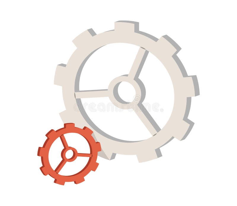 Large and Small Gears in Flat Vector Illustration Symbolizing Process ...