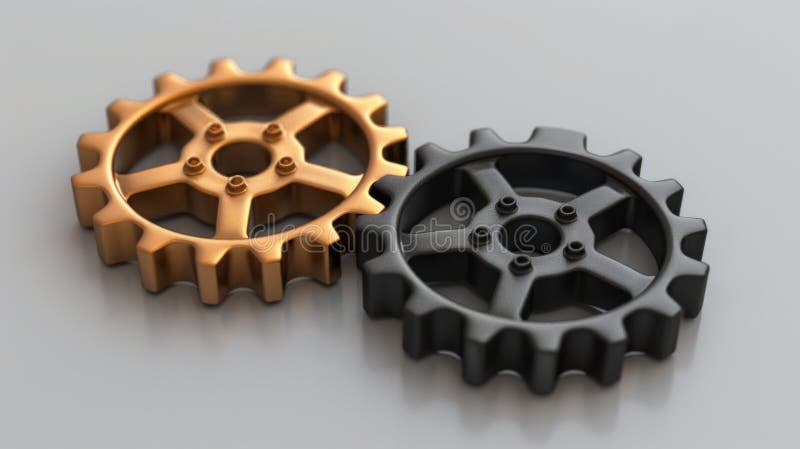 Interlocking Bronze and Black Gear Wheels Demonstrating Teamwork and ...