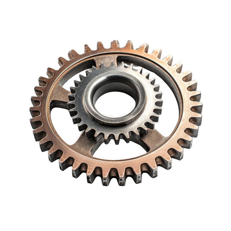 Two Interlocking Gears Showcasing Mechanical Design on White Background ...