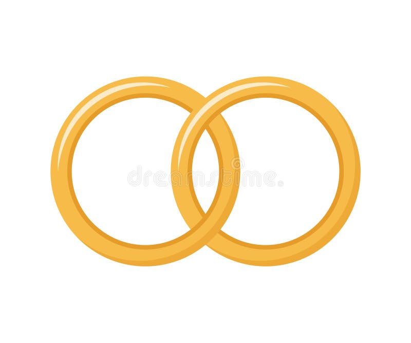 Two Interlocking Golden Wedding Rings on White Background. Vector ...