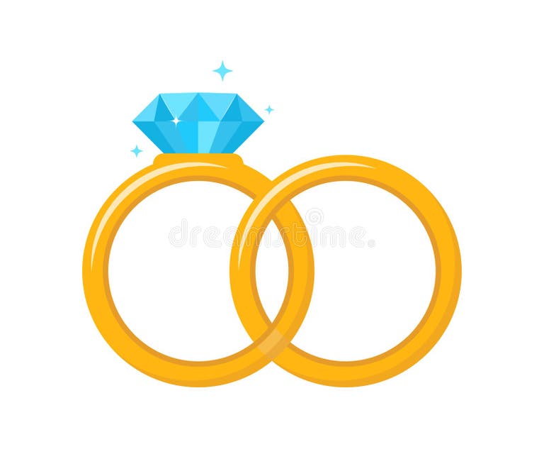 Two Interlocking Golden Wedding Rings on White Background. Vector ...