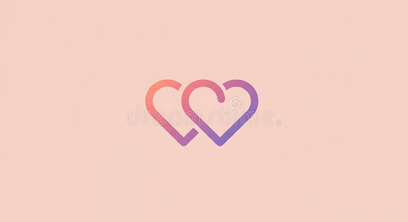Two Interlocking Heart Outlines are Centered Against a Light Peach ...
