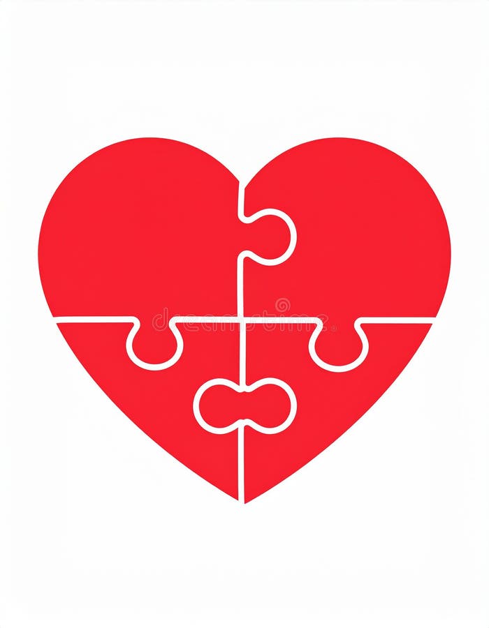 Two Interlocking Pieces of a Jigsaw Puzzle Form a Perfect Heart ...