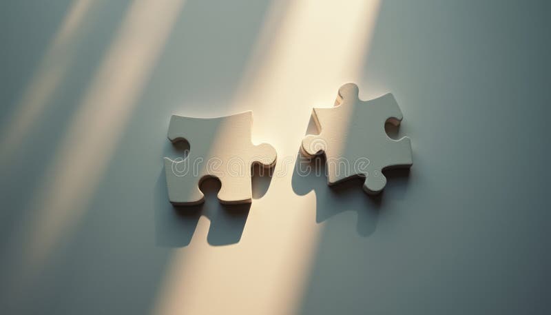 Two Interlocking Puzzle Pieces Casting Soft Shadows Stock Photo - Image ...
