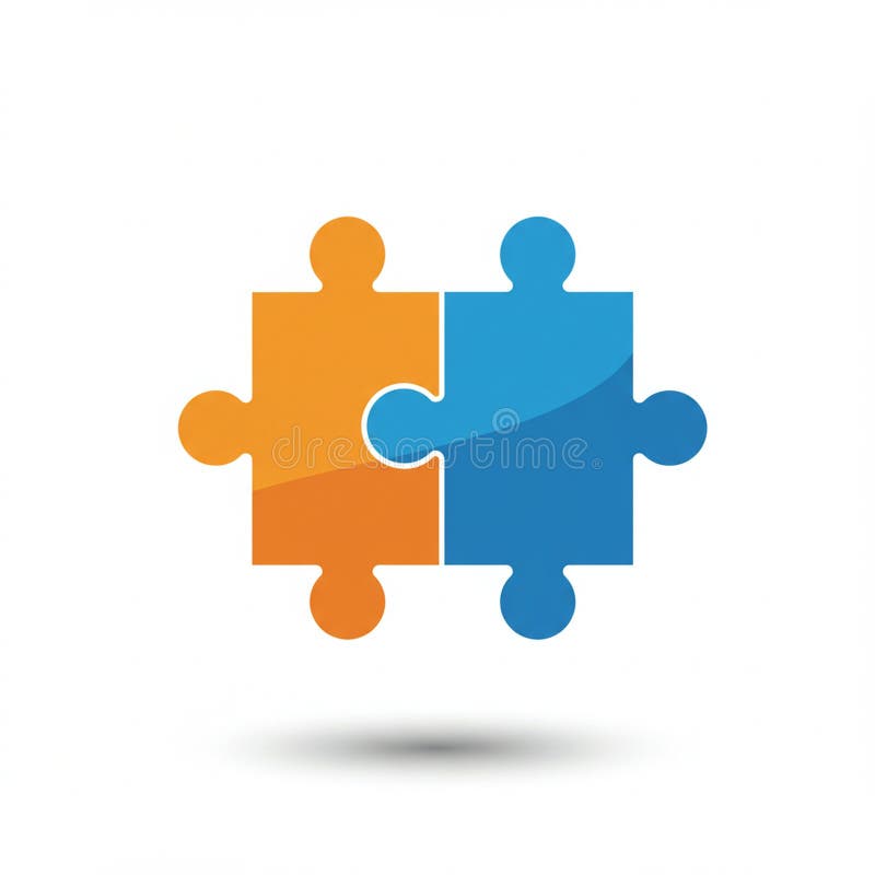 Two Interlocking Puzzle Pieces are Depicted Against a White Background ...