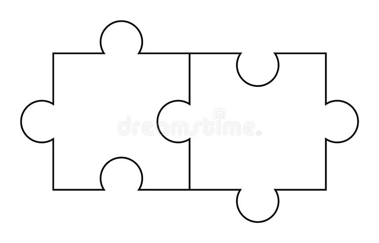 Two Interlocking Puzzle Pieces with Outlined Edges Representing ...