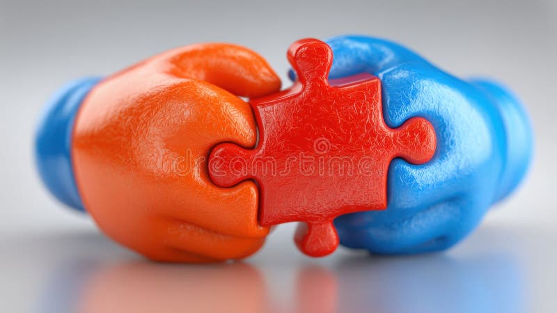 Two Interlocking Puzzle Pieces Representing Collaboration and Strategic ...