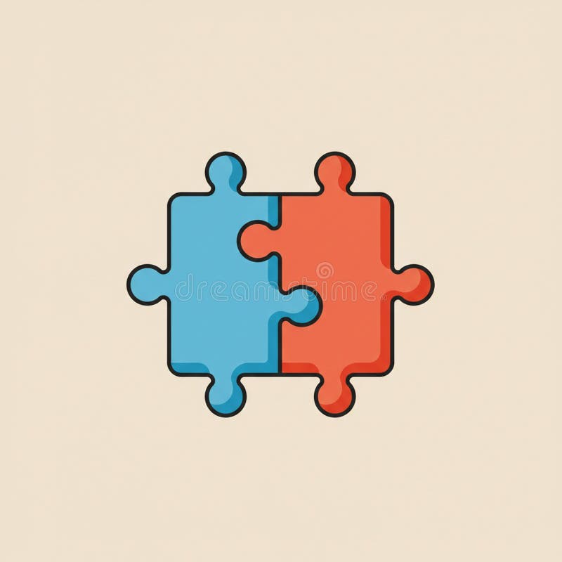 Two Interlocking Puzzle Pieces are Shown on a Light Beige Background ...