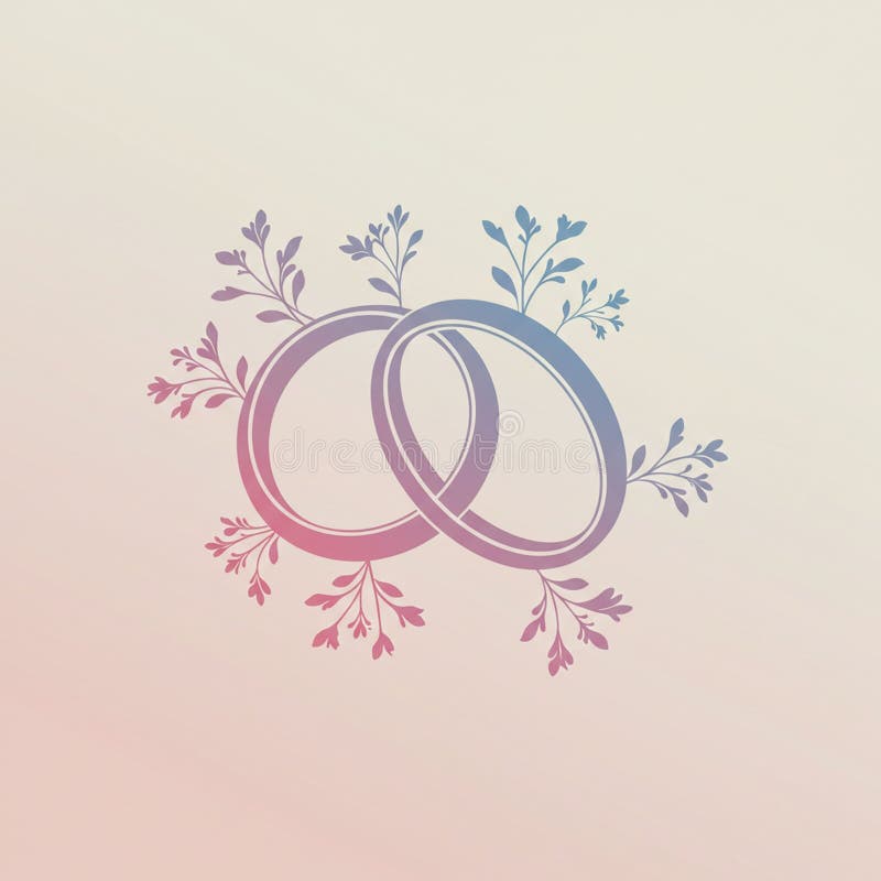 Two Interlocking Rings are Depicted with Delicate Floral Elements ...