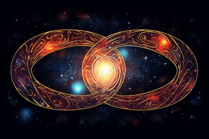 Two Interlocking Rings In The Shape Of An Infinity Symbol On A Black