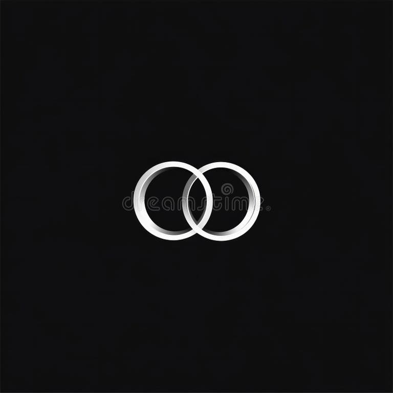 Two Interlocking White Rings on Minimalist Black Background Stock Photo ...