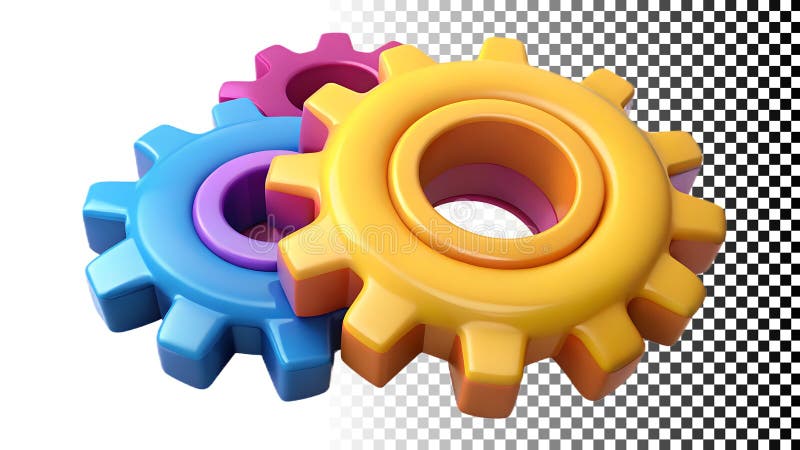 Two Interlocking Yellow Gears Representing Teamwork and Mechanical ...