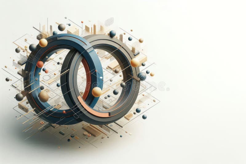 Two Intersecting Rings with Abstract Elements. Space for Text. Stock ...