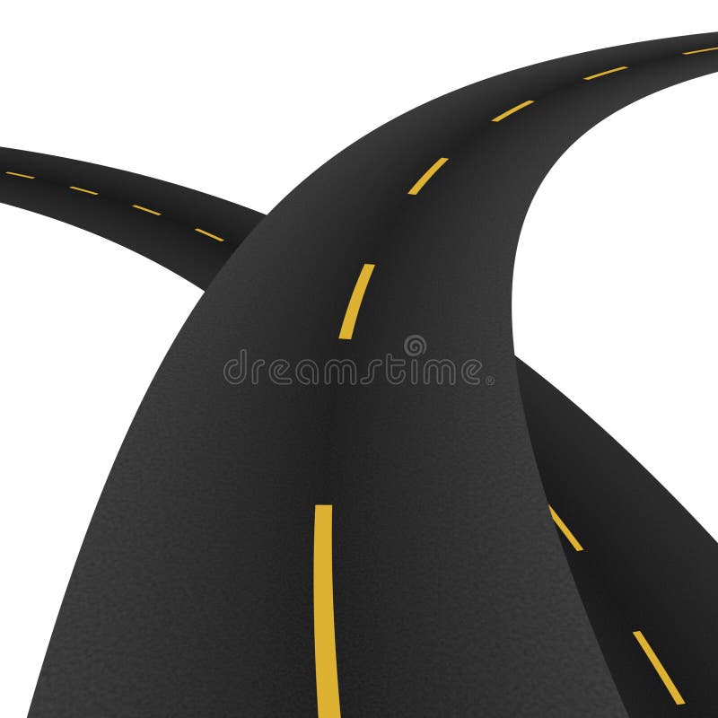 Two intersecting roads stock illustration. Illustration of hard - 22828254