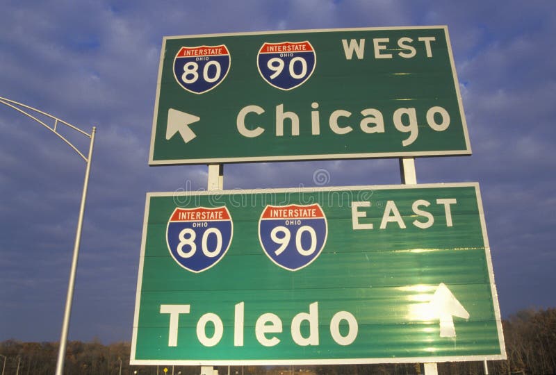 Chicago, IL and Toledo, OH Interstate Highway Sign Stock Photo - Image ...