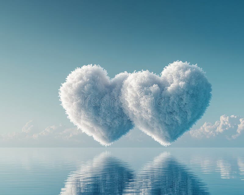 Two Intertwined Cloud Hearts a Celestial Symbol of Love, Harmony, and ...