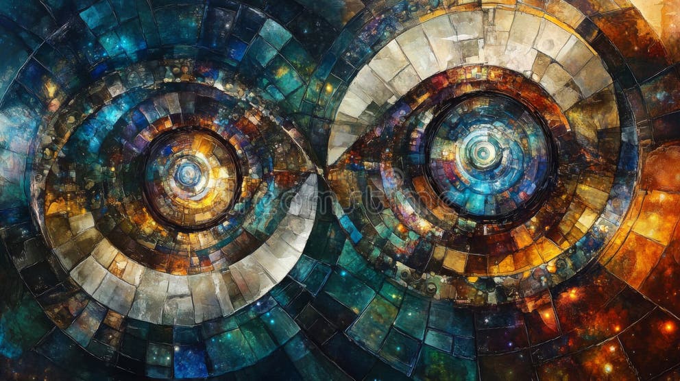 Two Intertwined Cosmic Eyes with Concentric Rings of Tile-Like Patterns ...