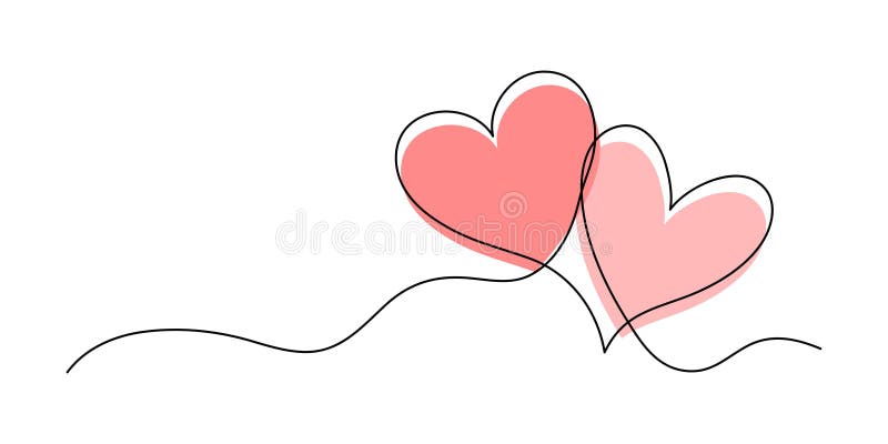Two Intertwined Hearts in a Continuous Line Drawing. Simple Line Art of ...