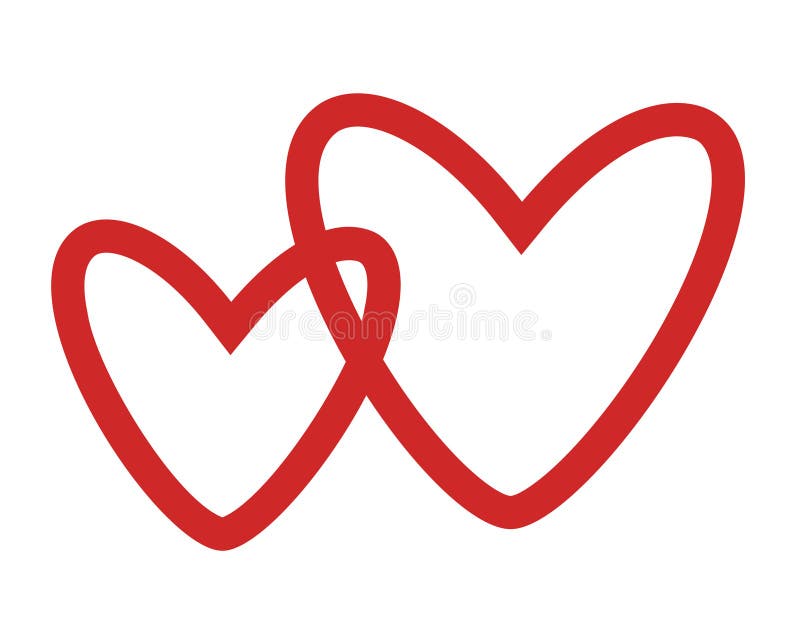 Two intertwined hearts. stock vector. Illustration of intertwined ...