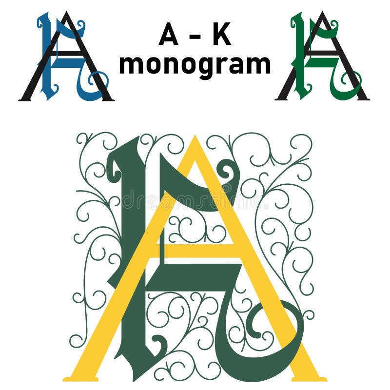 Two Intertwined Letters with Curls. a Monogram of Two Letters. Stock ...