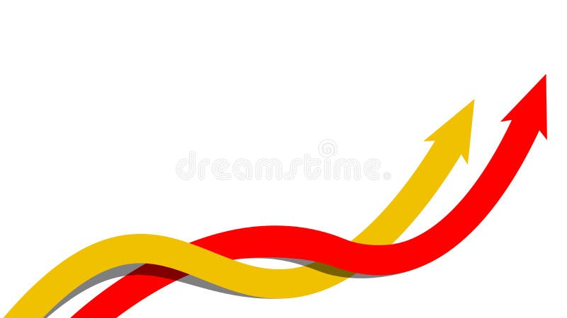 Two Intertwined Orange and Red Arrows on a White Background. the Trend ...