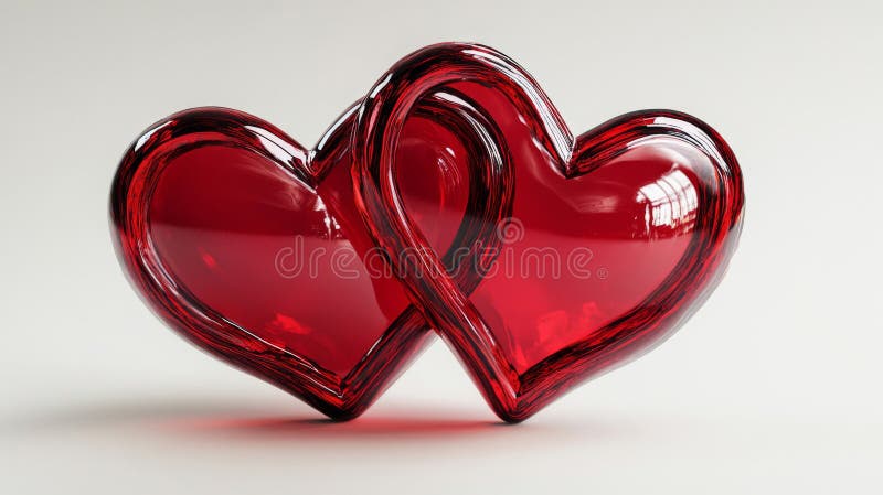 Two Intertwined Red Glass Hearts Symbol Love Stock Illustration ...