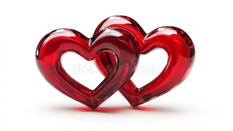 Two Intertwined Red Glass Hearts Symbol of Love Stock Illustration ...