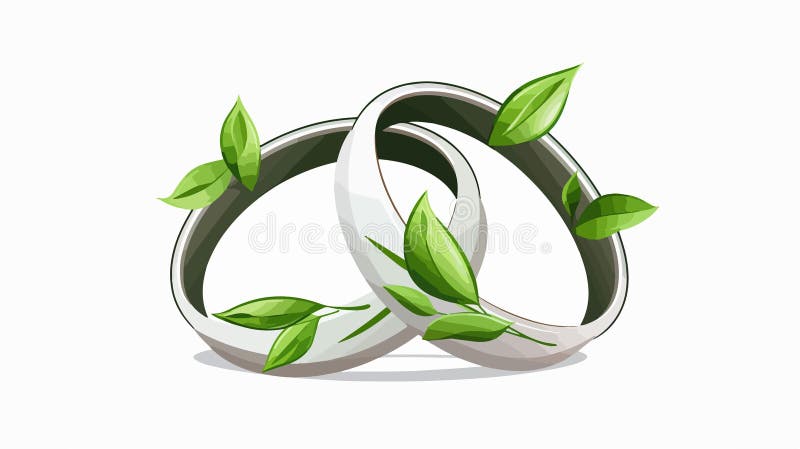 Two Intertwined Rings and Leaves Stock Vector - Illustration of ...