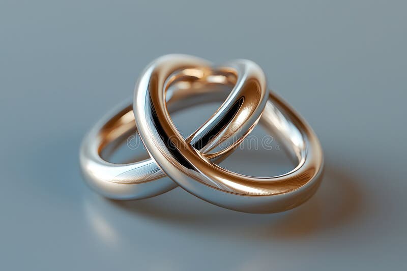 Two Intertwined Rings on Soft Grey Background Create Minimal Valentine ...