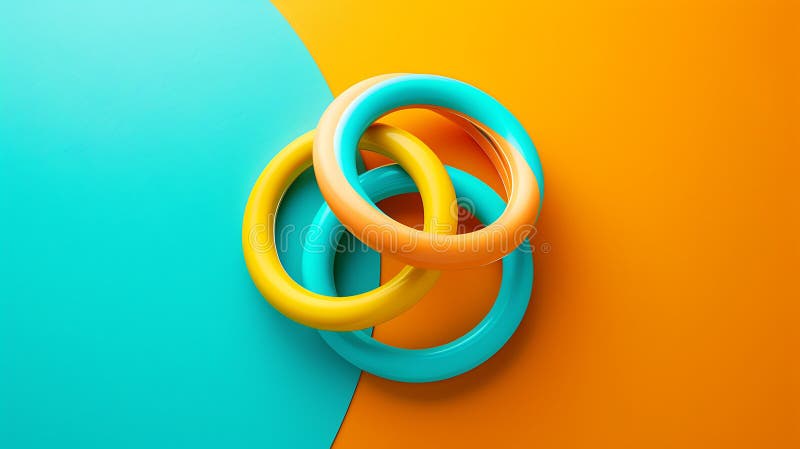 Two Intertwined Rings Symbolizing Friendship on a Vibrant Solid ...