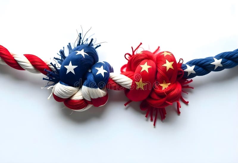 Two Intertwined Ropes Form Knots on a White Background Stock ...