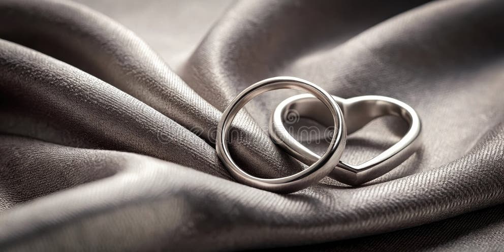 Two Intertwined Silver Rings Resting on a Luxurious Fabric, Symbolizing ...