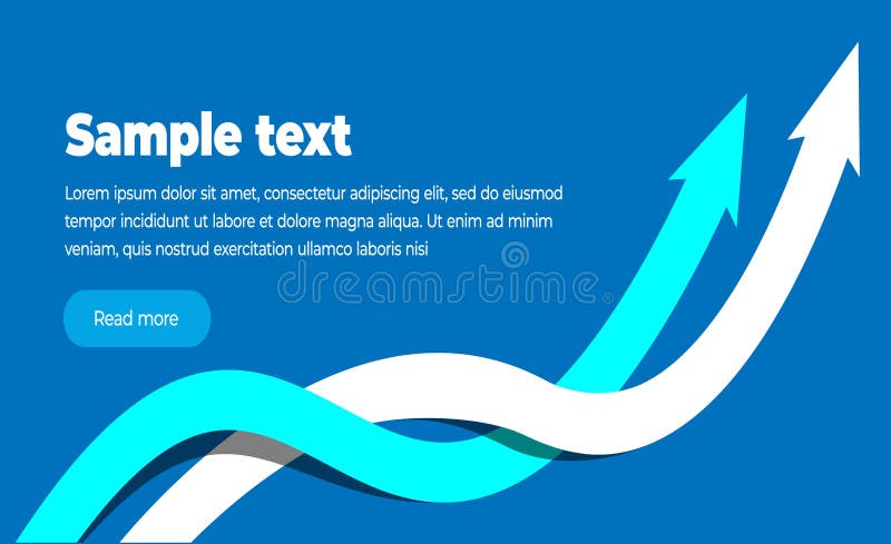 Two Intertwined White and Blue Arrows on a Blue Background with a Block ...