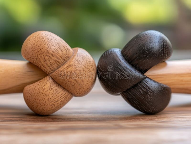 Two Intertwined Wooden Knots, Symbol of Love, Partnership, and ...